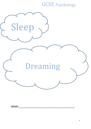 GCSE Psychology 9-1 OCR Sleep and dreaming student work booklet ...