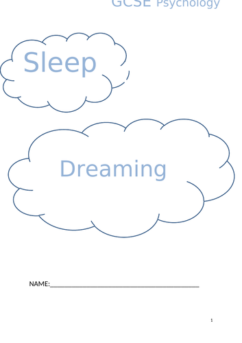 GCSE Psychology 9-1 OCR Sleep and dreaming student work booklet ...