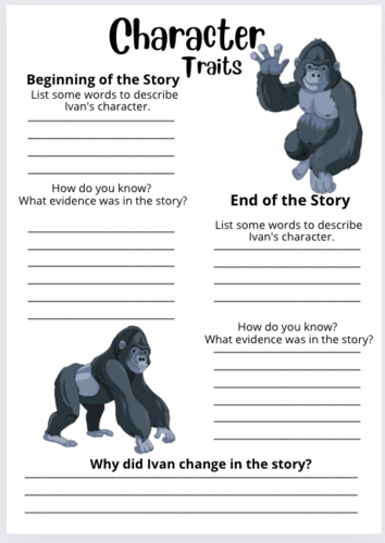 THE ONE AND ONLY IVAN - Novel Study with Comprehension Questions and ...