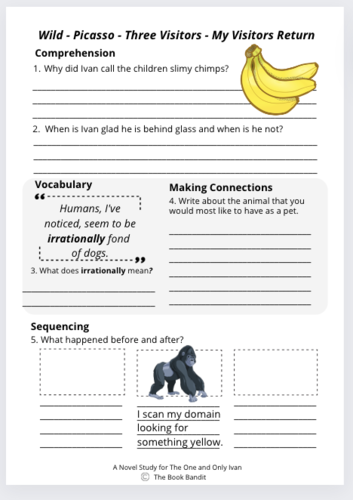 THE ONE AND ONLY IVAN - Novel Study with Comprehension Questions and ...