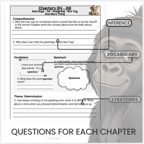 THE ONE AND ONLY IVAN - Novel Study with Comprehension Questions and ...