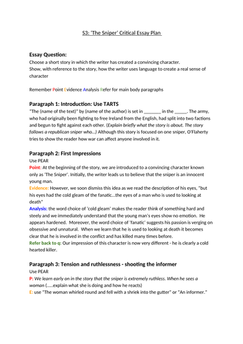 'The Sniper' - Liam O'Flaherty (Unit) | Teaching Resources