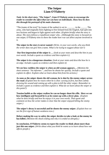 'The Sniper' - Liam O'Flaherty (Unit) | Teaching Resources