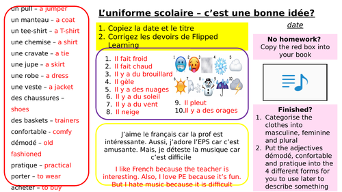 Year 7 French - Le Collège - Module 2 - Dynamo 1 | Teaching Resources