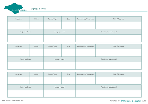 Signage Survey | Teaching Resources