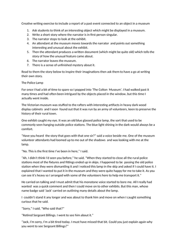 Creative writing - an object in a museum - its story. 14-16 year olds ...