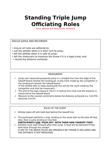 Sports Day Event Instructions for Staff | Teaching Resources