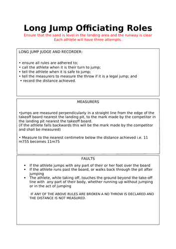 Sports Day Event Instructions for Staff | Teaching Resources