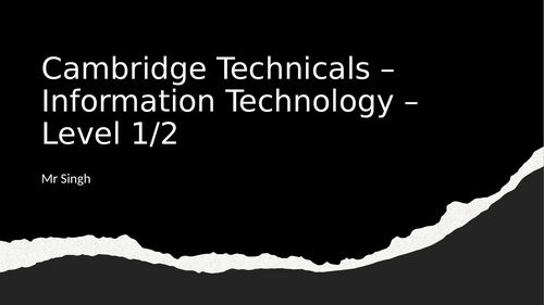 Ocr Cambridge Technicals Ctech It Level 1 2 Introduction Powerpoint