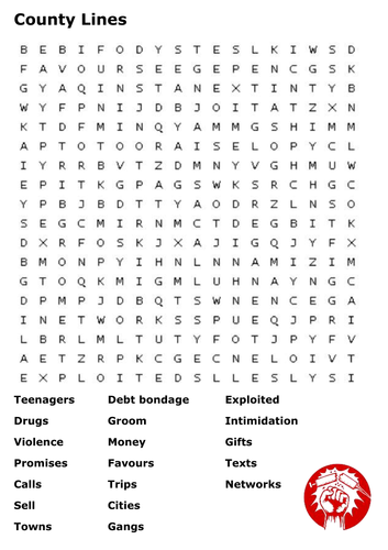 County Lines Word Search | Teaching Resources