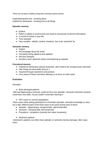 AQA A level Psychology Memory notes | Teaching Resources