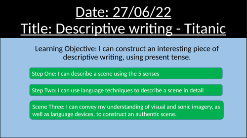 Descriptive Writing Lesson: Titanic | Teaching Resources