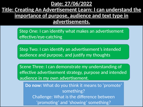 Persuasive Writing: Creating a Promotional Advert | Teaching Resources