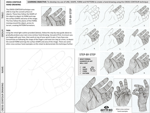 Cross Contour Hand Drawing 1 | Teaching Resources