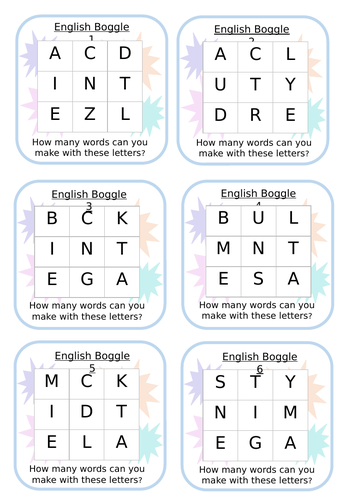Boggle Cards - Spelling Game for KS2 | Teaching Resources