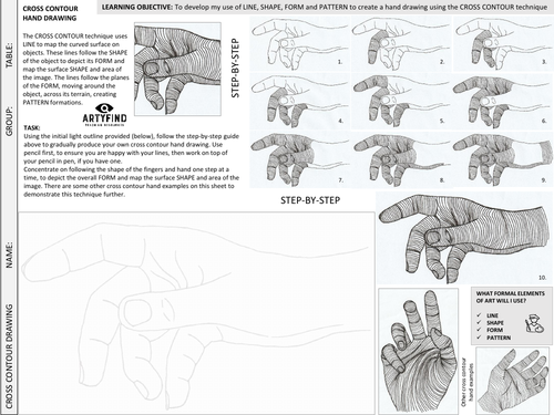 Cross Contour Hand Drawing 2 | Teaching Resources