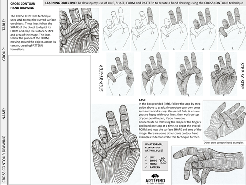 Cross Contour Hand Drawing 3 | Teaching Resources