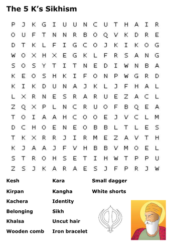 The 5 K's Sikhism Word Search | Teaching Resources