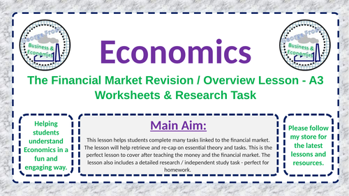 The Financial Market Revision / Overview Lesson - A3 Worksheets ...