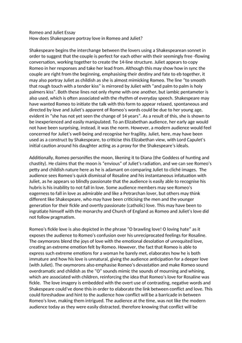 Grade 9 Essay on Love in Romeo and Juliet | Teaching Resources