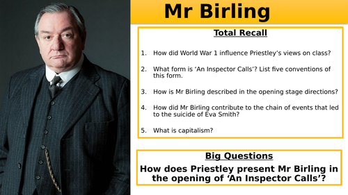 An Inspector Calls: Mr Birling | Teaching Resources