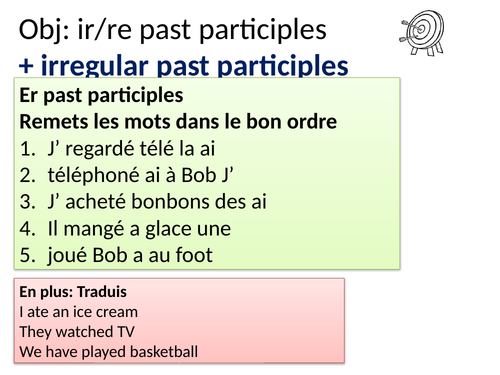 Perfect tense (ir/re verbs and irregular verbs) | Teaching Resources