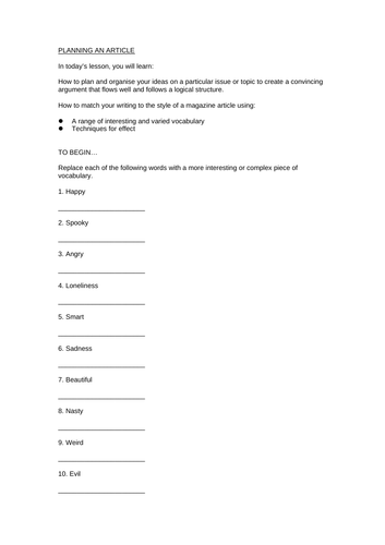 Writing an article (Paper 2 Question 5) | Teaching Resources