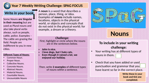 SPAG Focus for Year 7 & 8 | Teaching Resources
