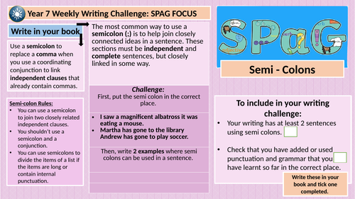 SPAG Focus for Year 7 & 8 | Teaching Resources