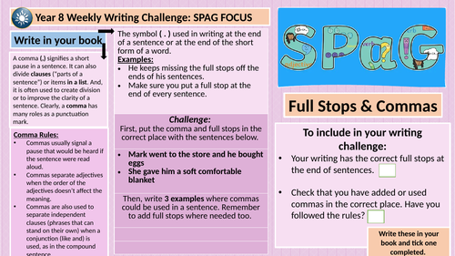 SPAG Focus for Year 7 & 8 | Teaching Resources