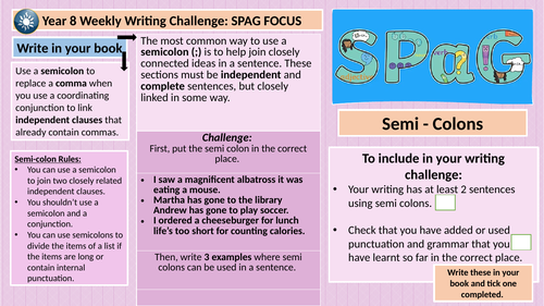 SPAG Focus for Year 7 & 8 | Teaching Resources