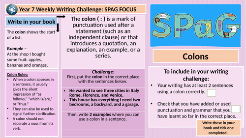 SPAG Focus for Year 7 & 8 | Teaching Resources