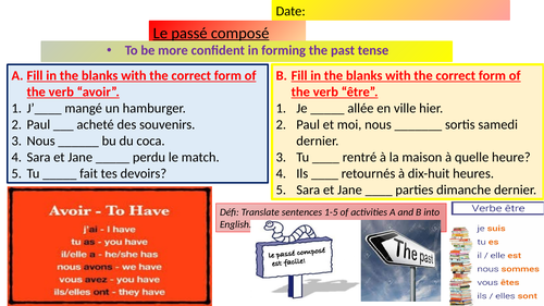 French: Le Passé Composé (Dynamo 2 Module 3) | Teaching Resources
