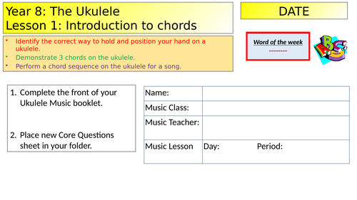 Year 8: Ukulele Project | Teaching Resources