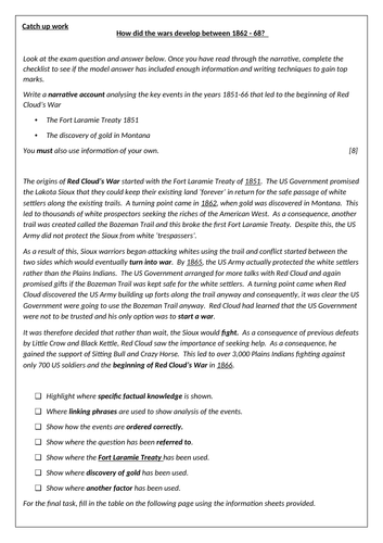 GCSE Edexcel American West Catch Up Resources | Teaching Resources