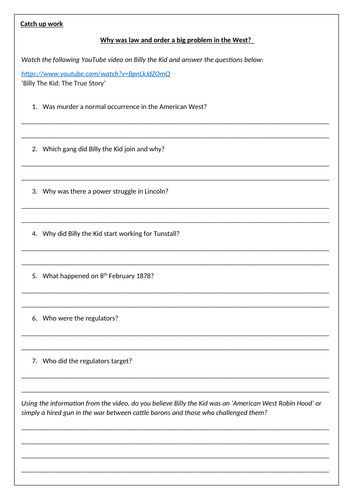 GCSE Edexcel American West Catch Up Resources | Teaching Resources