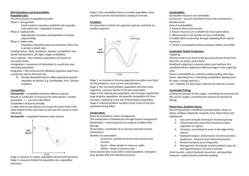 [A LEVEL BIOLOGY OCR A] POPULATIONS AND SUSTAINABILITY NOTES ...