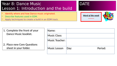 KS3: Year 8: Electronic Dance Music Project | Teaching Resources