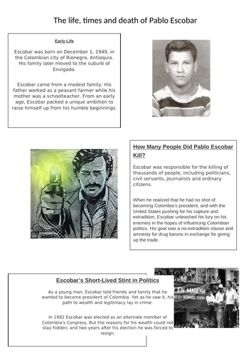 The Life, Times and Death of Pablo Escobar | Teaching Resources
