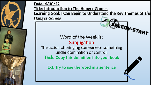Dystopia: The Hunger Games Introduction | Teaching Resources