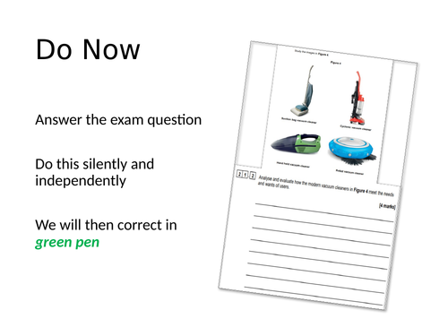 Additional GCSE DT Do Now Exam Questions | Teaching Resources