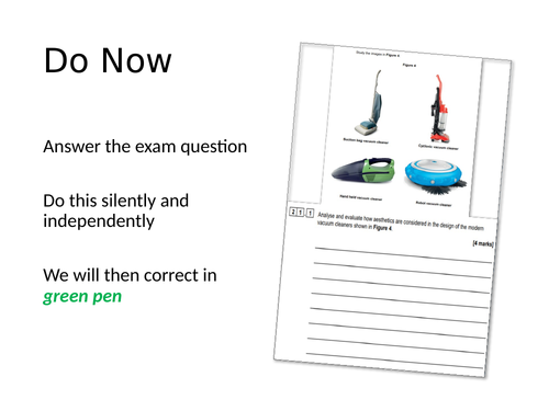 Additional GCSE DT Do Now Exam Questions | Teaching Resources