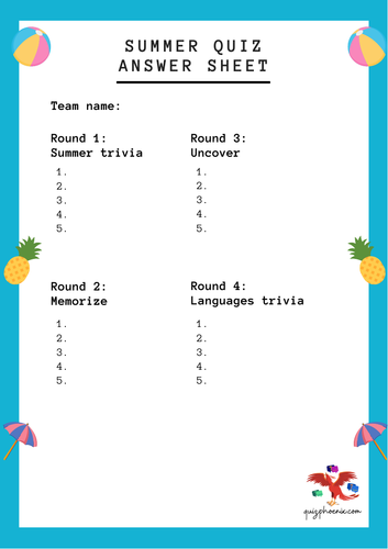 End of term summer quiz | Teaching Resources
