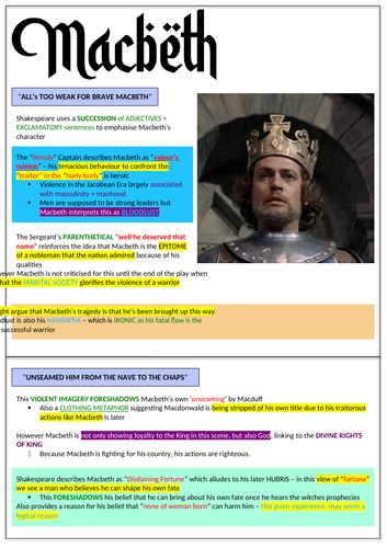 Grade 9 Macbeth Notes (for every exam board) | Teaching Resources