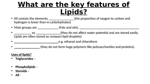 A-Level AQA Biology - Lipids Theory | Teaching Resources