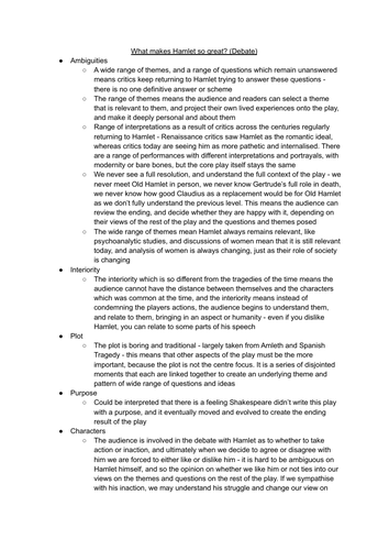 A* Hamlet Context and Critics A level | Teaching Resources
