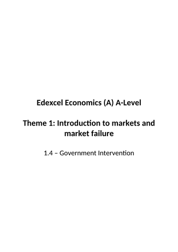 A-level Theme 1 Edexcel A Microeconomics notes | Teaching Resources