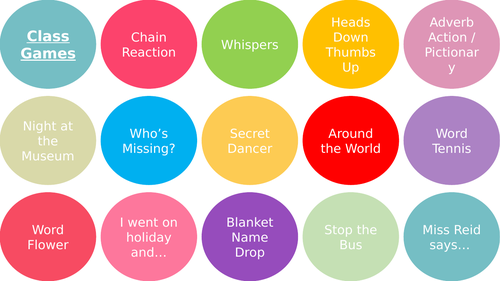 In Class Classroom Games Cards | Teaching Resources