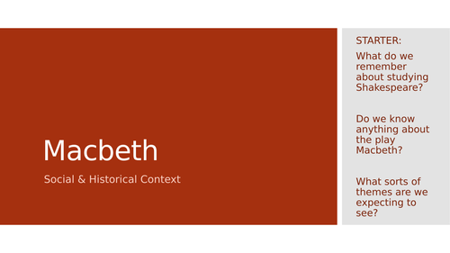 Macbeth: Social & Historical Context | Teaching Resources