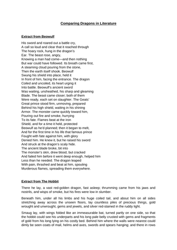 Comparison. Beowulf & The Hobbit | Teaching Resources